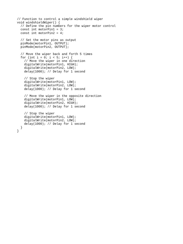 Simple Windshield Wiper Code | PDF