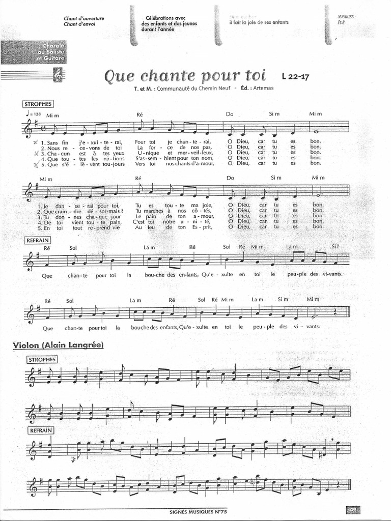 Que Chante Pour Toi | PDF