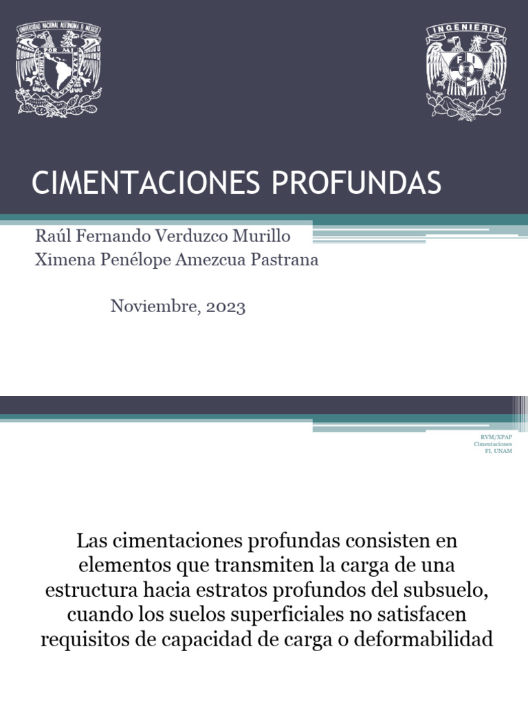 Cimentaciones Profundas | Descargar gratis PDF | Fundación (Ingeniería) | Fundación profunda