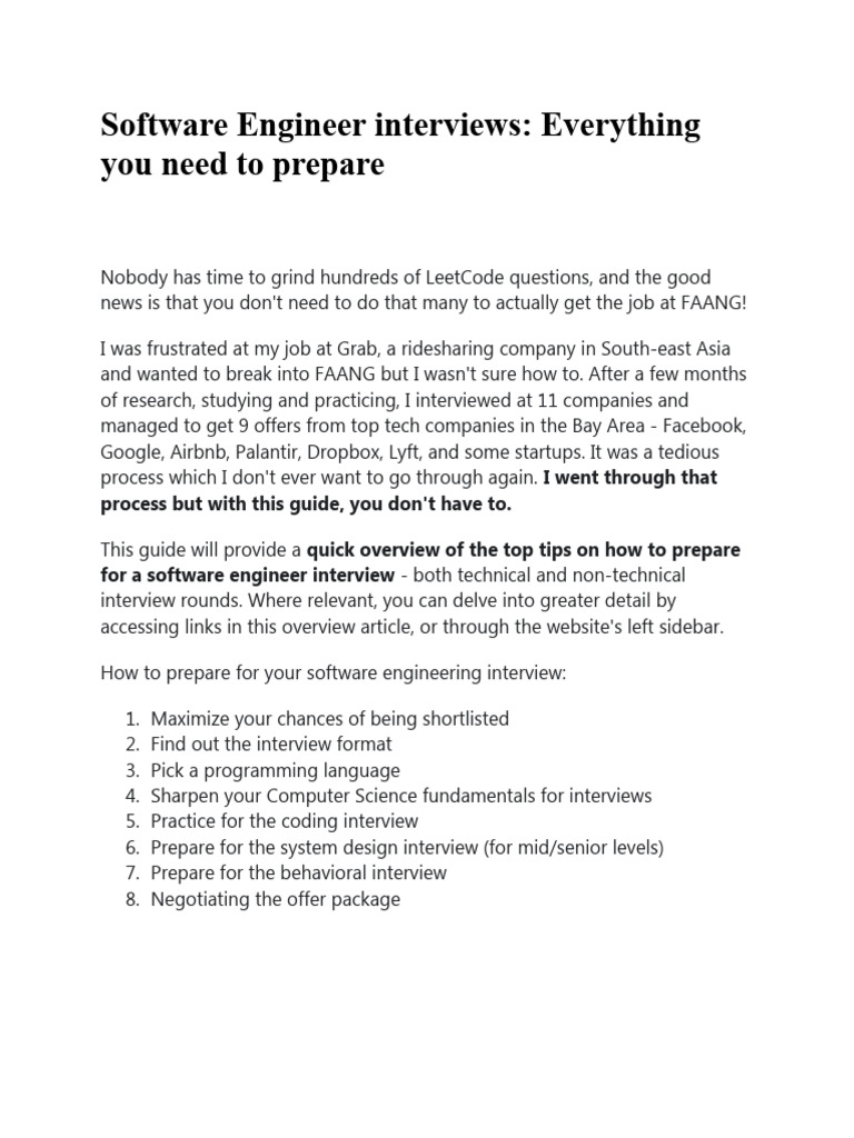 Software Engineer Interviews | PDF | Computer Programming | Job Interview