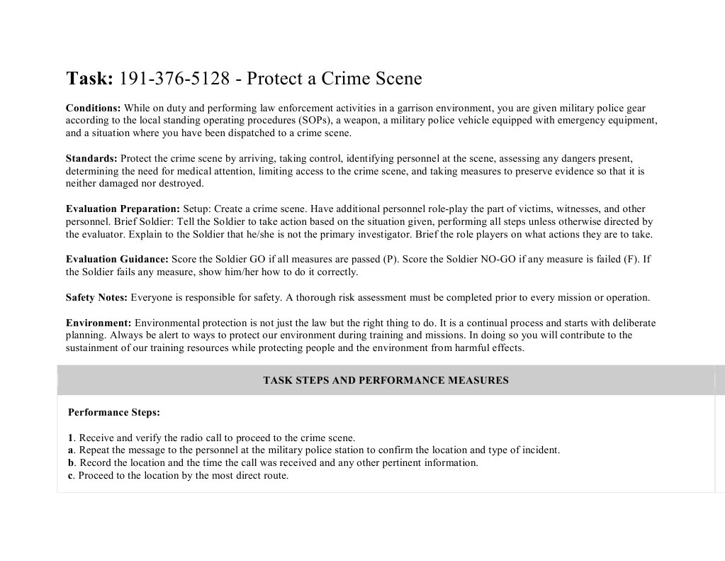 Protect A Crime Scene | PDF | Crime Scene | Military Police