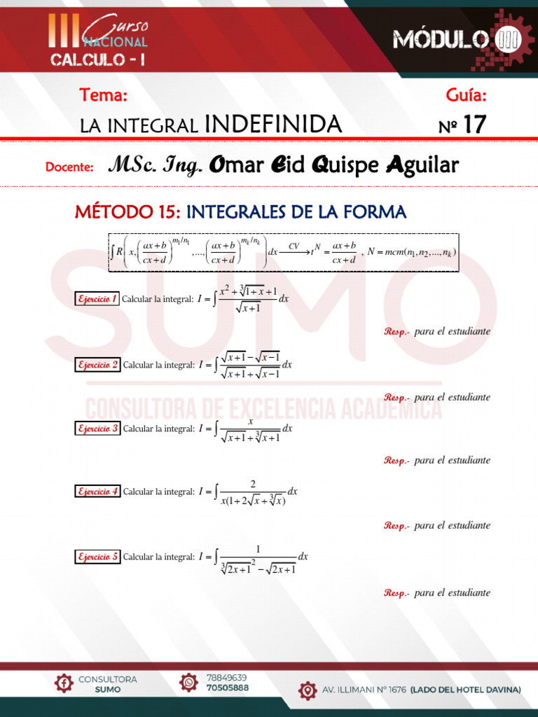 Guía de Integrales Indefinidas: Ejercicios | PDF | Relaciones ...