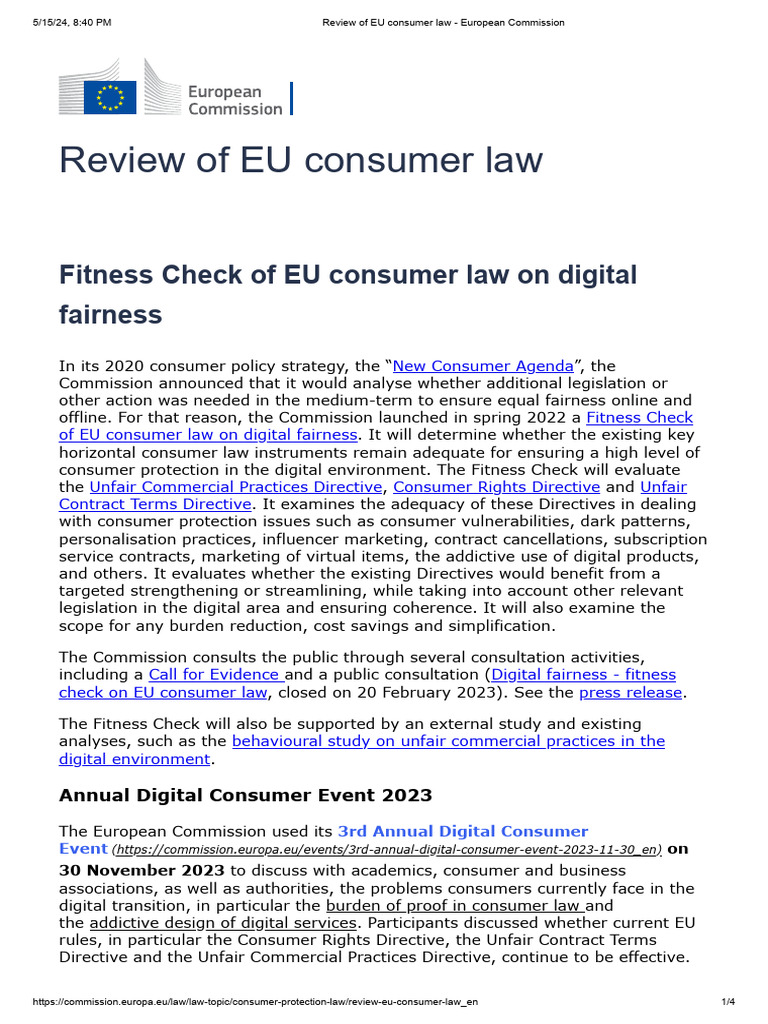 Review of EU Consumer Law - European Commission | PDF | Consumer ...