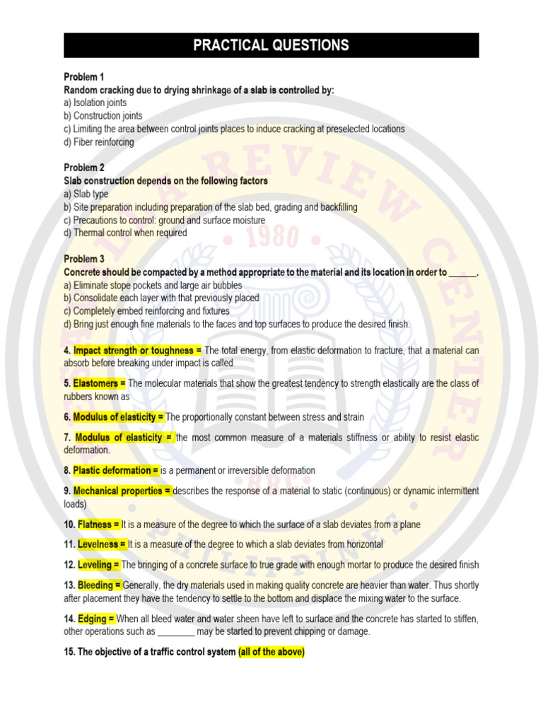 Practical Question - Final Coaching - 17 April 2024 | PDF | Deformation (Engineering) | Concrete