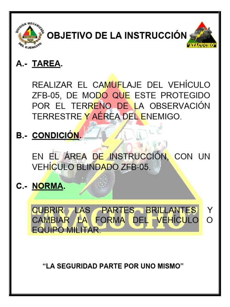 Objetivo de Instruccion Itd Camuflaje de Vehiculos | PDF