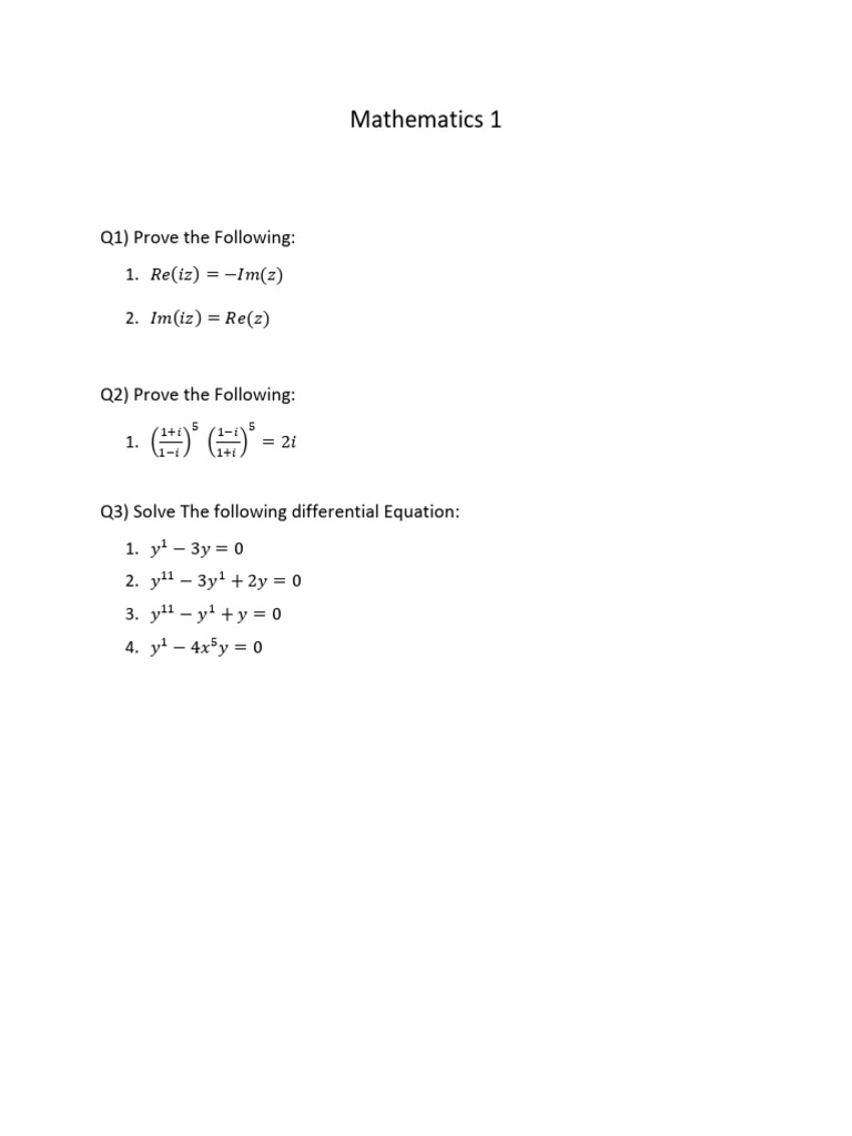 Advanced Math Problem Set | PDF