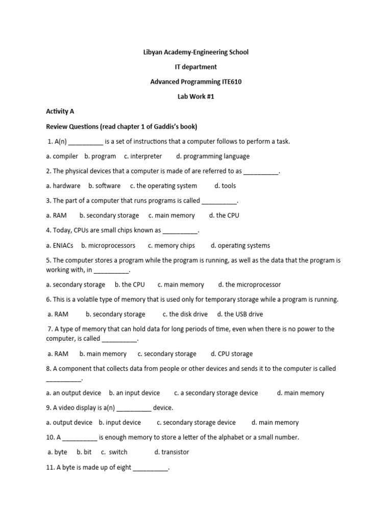 Lab Work #1 | PDF | Computer Data Storage | Programming