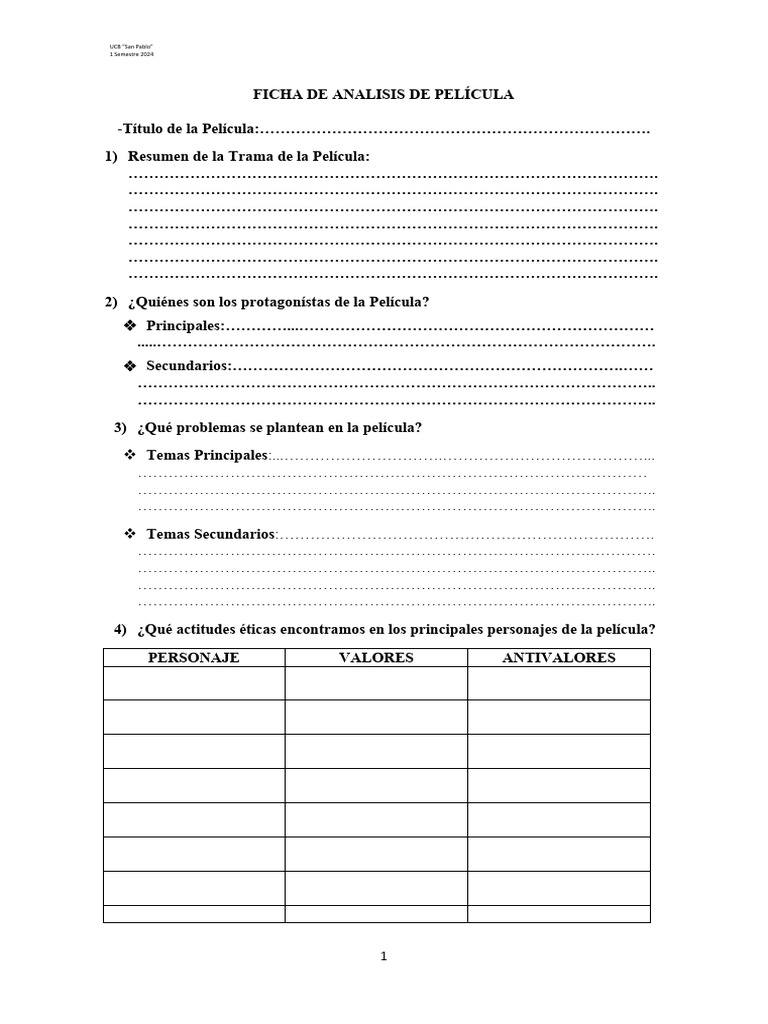 La Misión FICHA DE ANALISIS DE PELÍCULA | PDF