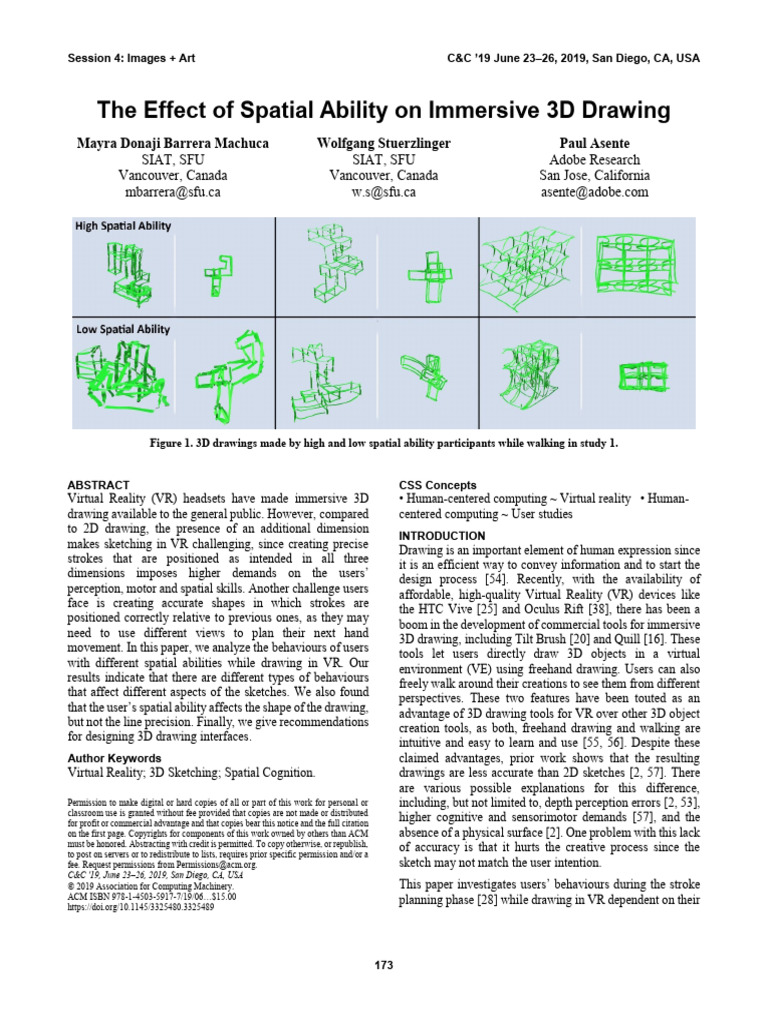 ARTÍCULO The Effect of Spatial Ability On Immersive 3D Drawing | PDF ... ARTÍCULO The Effect of Spatial Ability On Immersive 3D Drawing | PDF ...