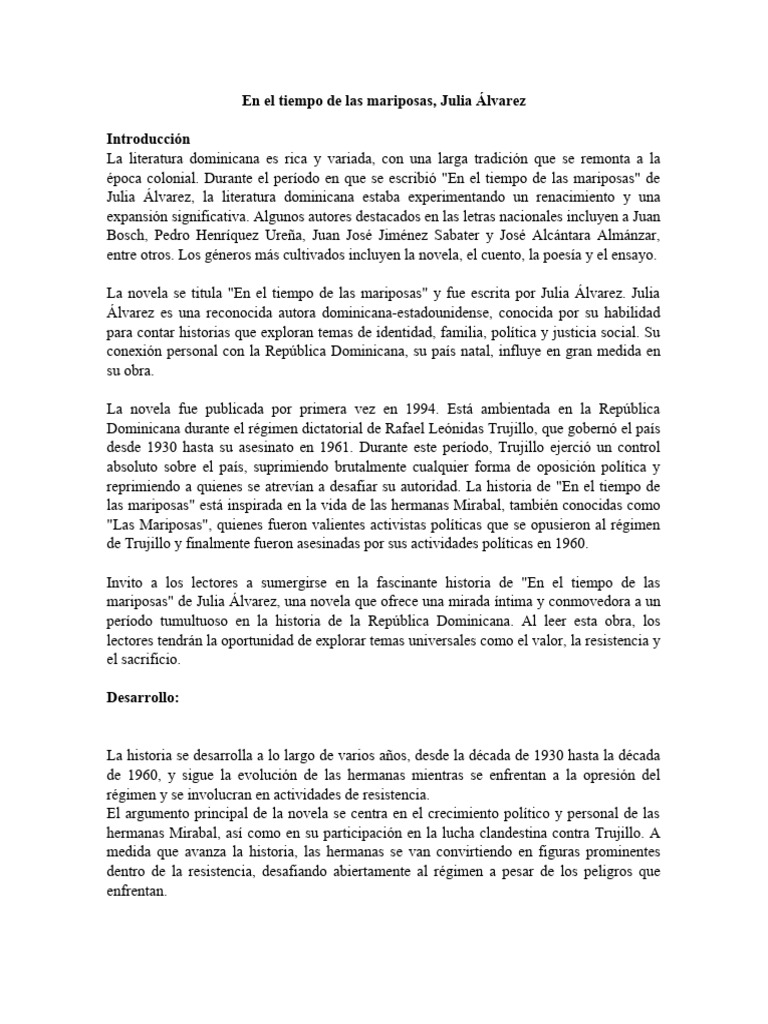 En El Tiempo de Las Mariposas | PDF | República Dominicana