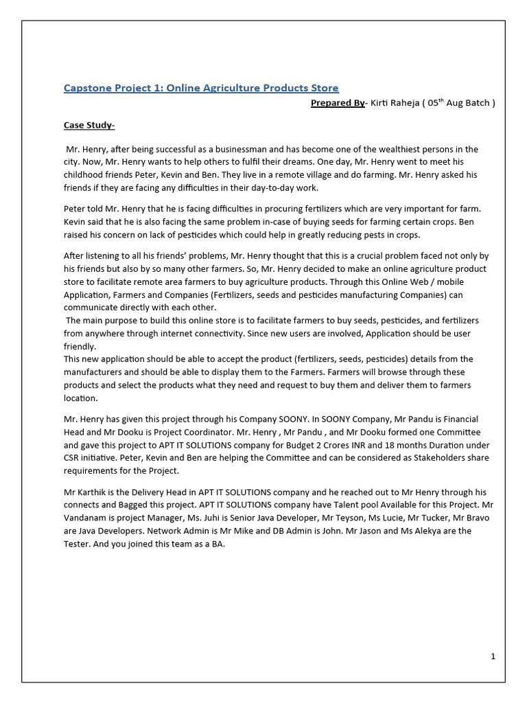 Capstone Project 1 Answers - Kirti Raheja | PDF | Software Development Process | Agile Software ...