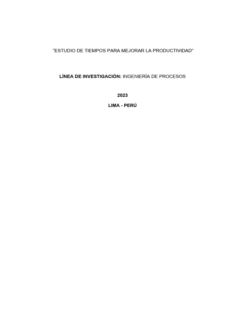 Estudio De Tiempos Para Mejorar La Productividad Pdf Business
