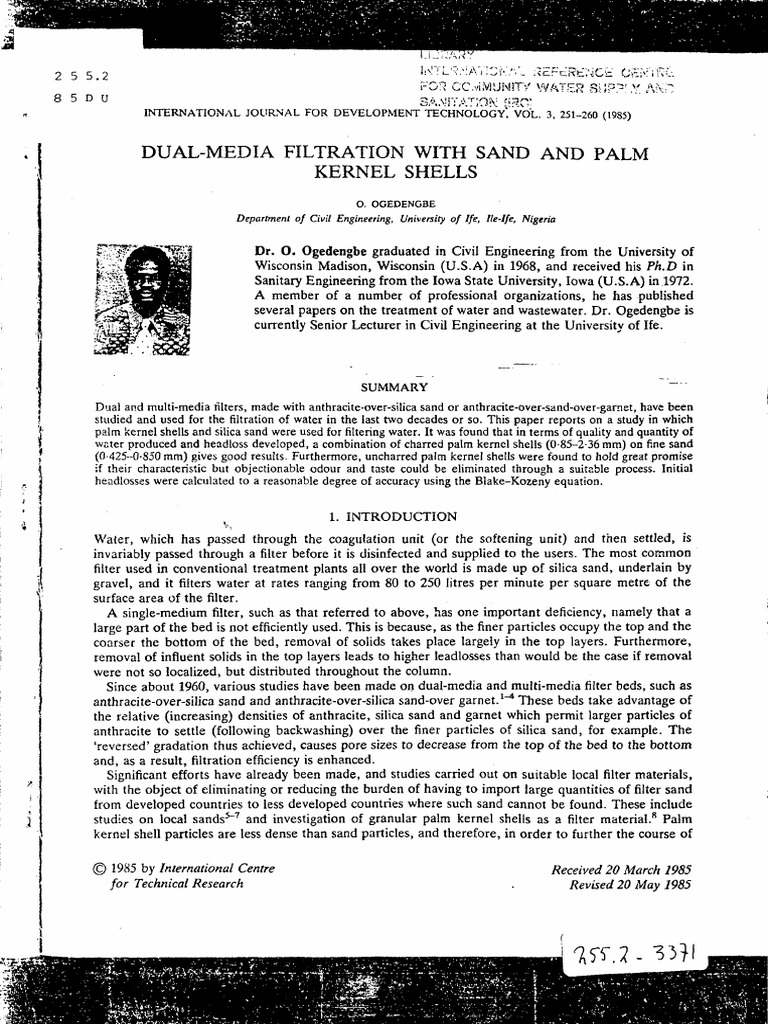 Dual-Media Filtration With Sand and Palm Kernel Shells | Download Free ...