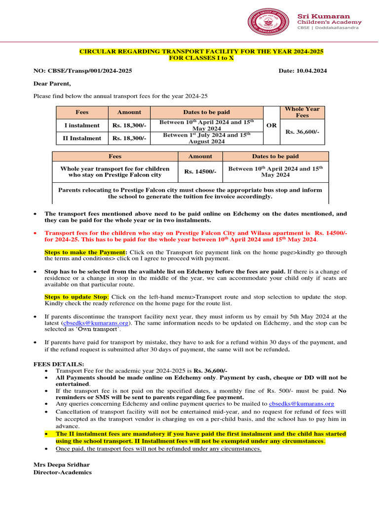 Bus Fee | PDF | Payments | Fee