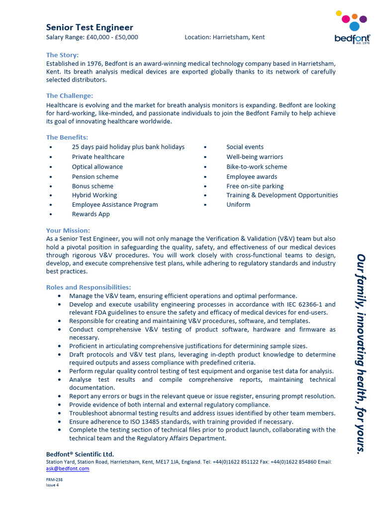 Senior Test Engineer | PDF | Medical Device | Health Care