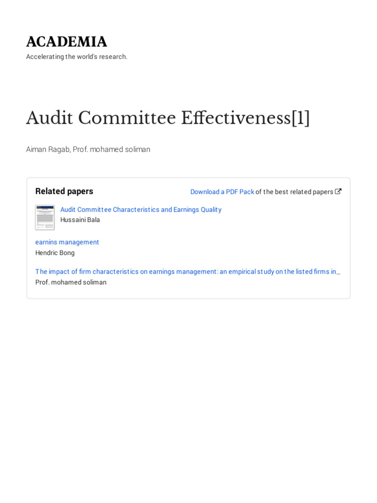 Audit Committee Effectiveness 1 With Cover Page v2 | PDF ...