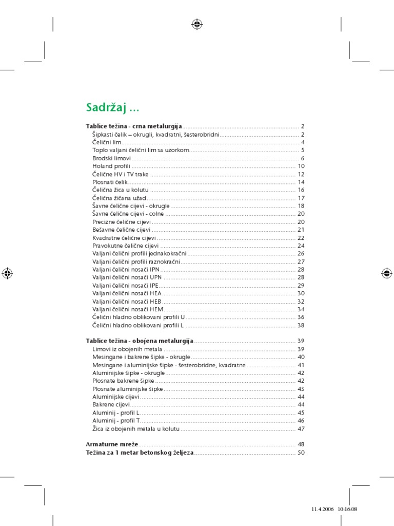 Tablice Tezina | PDF