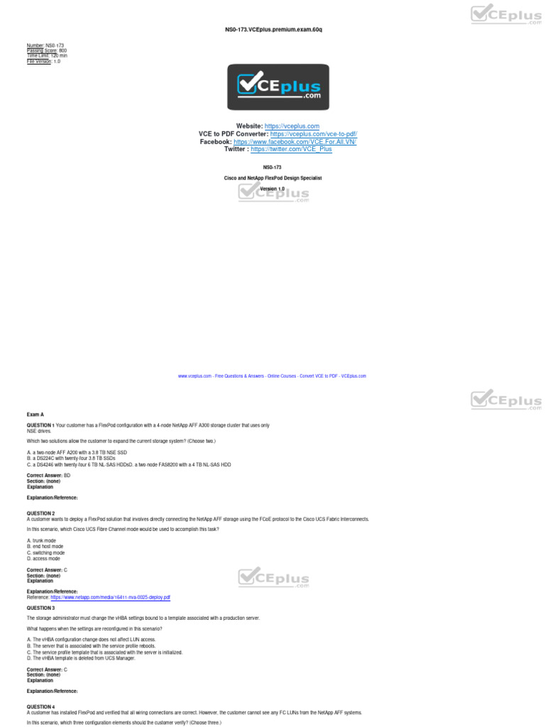 Network Appliance - Pre .NS0 173.by .VCEplus DEMO | PDF | Computer Networking | Computer Hardware