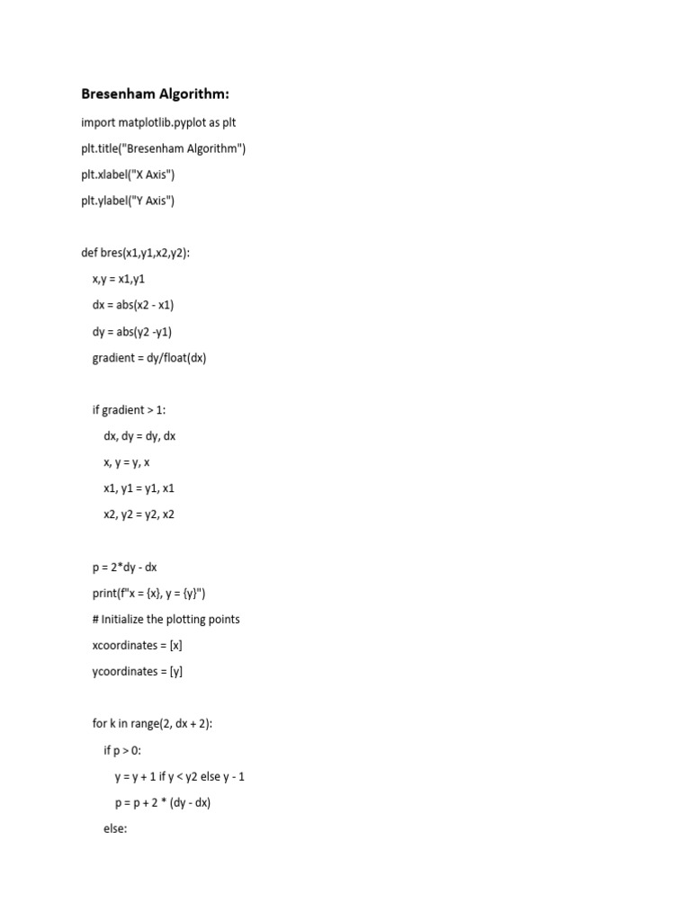 Bresenham Algorithm 2024 | PDF