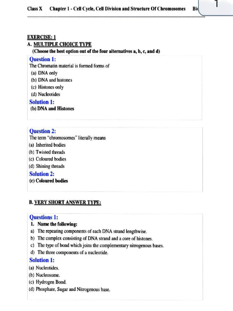 Cell Cycle, Cell Division and Structure of Chromosomes | PDF | Meiosis ...