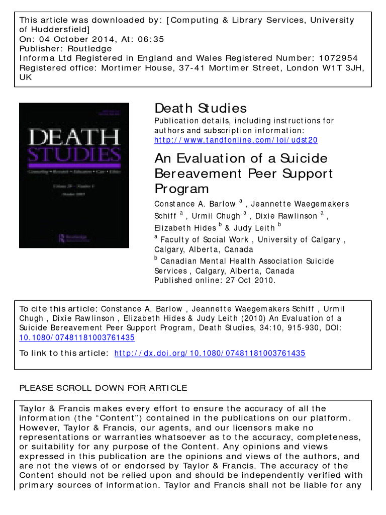 An Evaluation of A Suicide Bereavement Peer Support Program | PDF ...