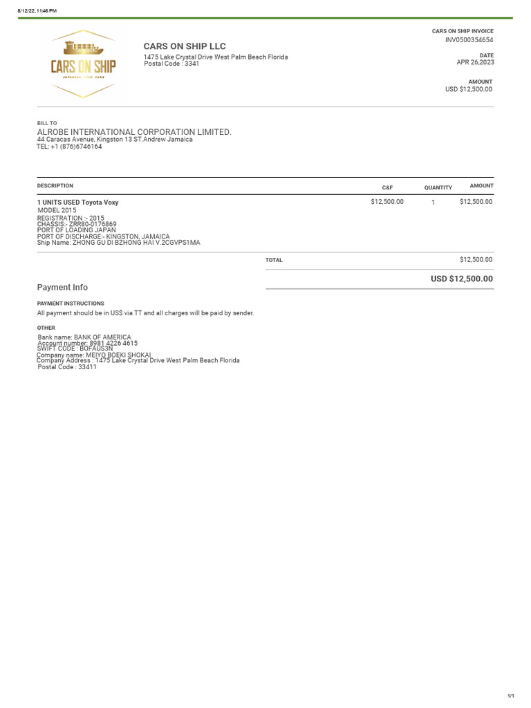 Cos Inv0500354654 | PDF | Banking | Financial Services