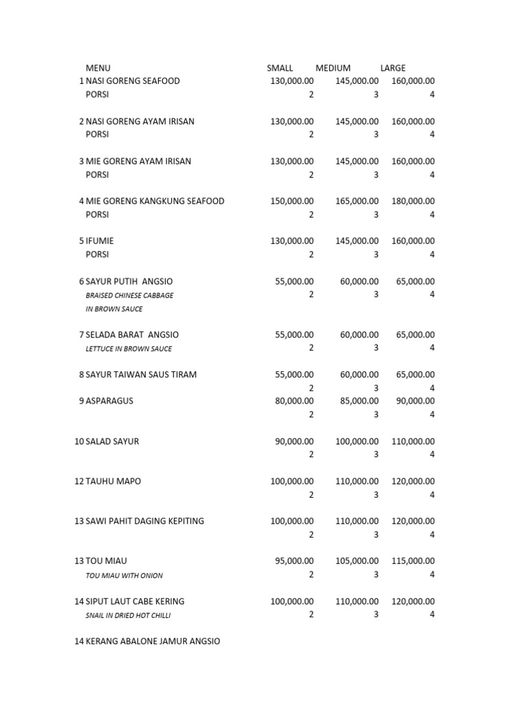 Jumbo Seafood Restaurant Pdf Foods Food Ingredients