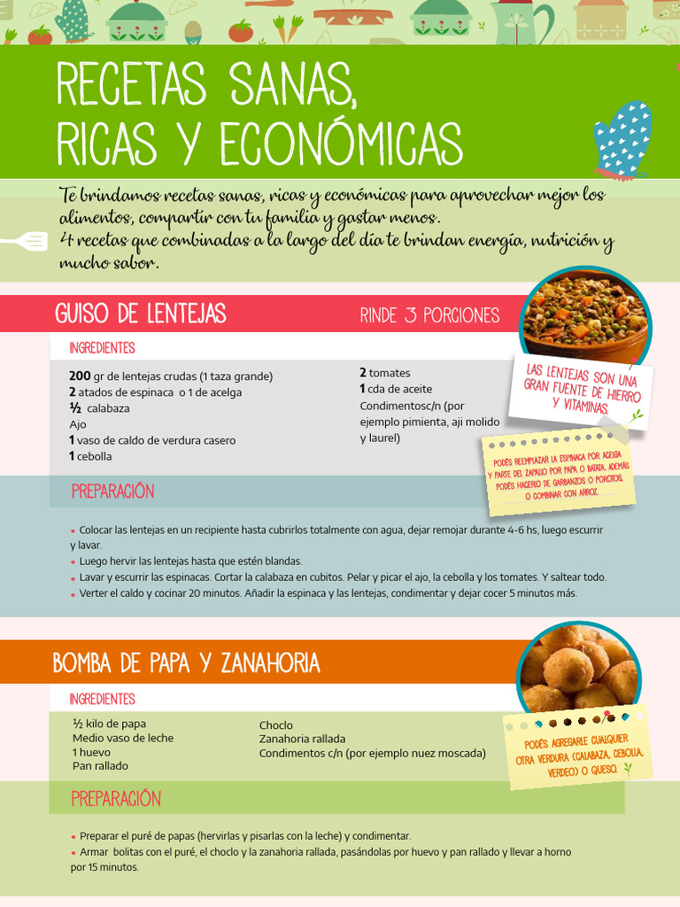 Recetas Sanas Ricas y Economicas Grupo 3web | PDF | Cocinando | Caldo
