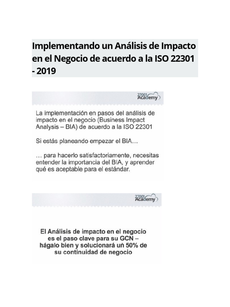 Análisis de Impacto según ISO 22301 | PDF | Crecimiento personal y profesional | Negocios