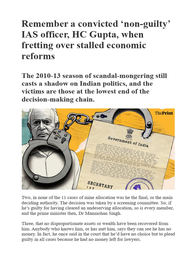 Remember A Convicted Non-Guilty' IAS Officer, HC Gupta, When Fretting ...