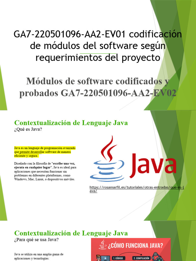 Presentacion AP07 - Tutorial - Modulos de Software Codificados y Probados | PDF | Java (lenguaje ...