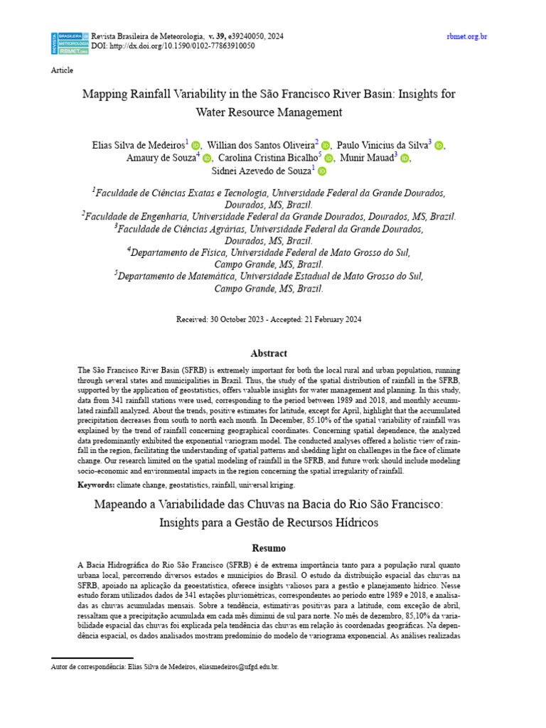 Mapping Rainfall Variability in The São Francisco River Basin | PDF ... Mapping Rainfall Variability in The São Francisco River Basin | PDF ...