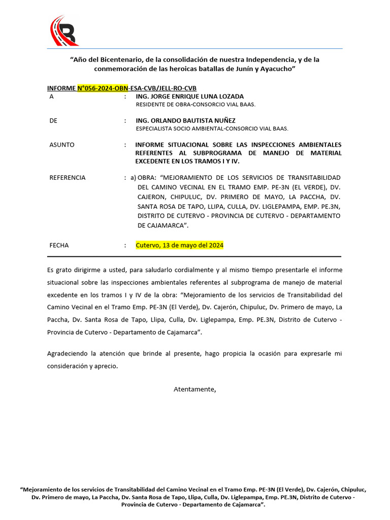 Informe Nº056-Respuesta A Verificacion Del Subprograma de Manejo de Dme | PDF | Paisaje ...