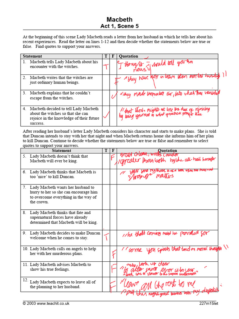 True False Lady Macbeth | PDF