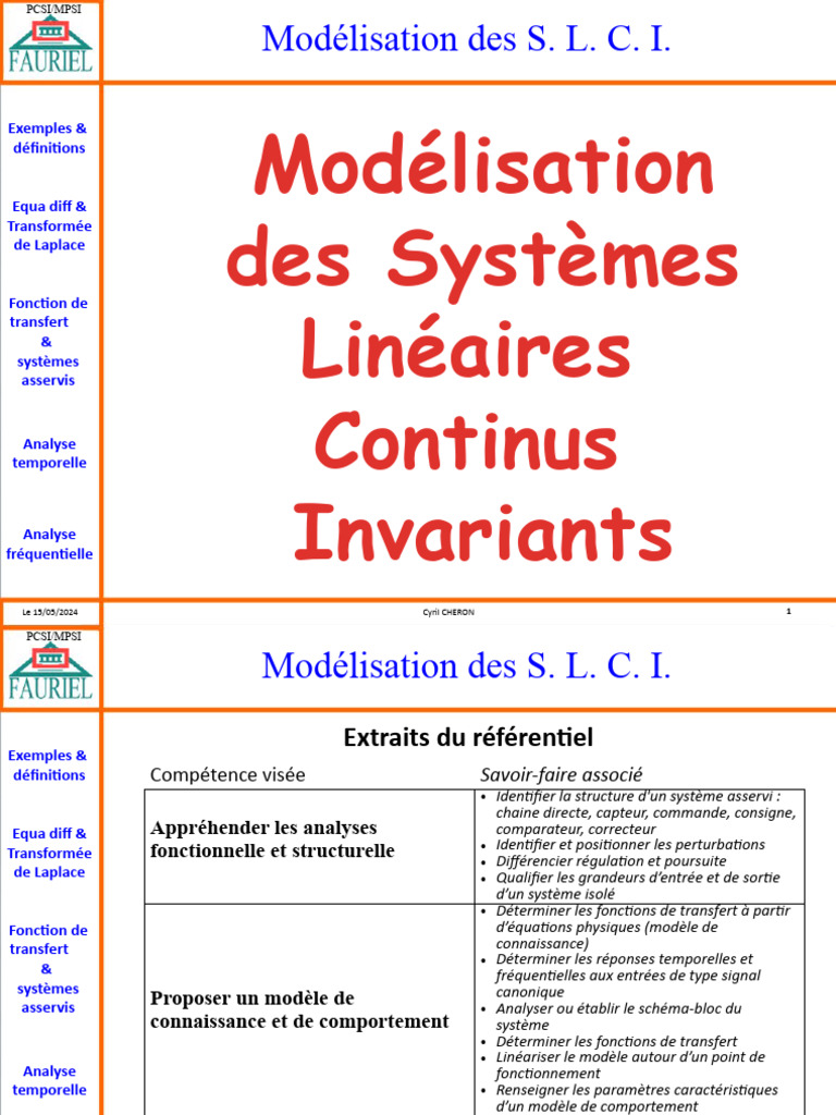 Cours Projeté Modélisation SLCI | PDF | Transformation de Laplace | Régulation