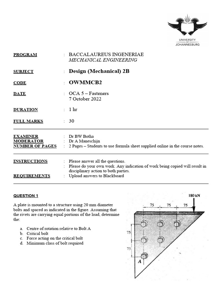 OWMMCB2 - 2022 OCA5 Fasteners Memo | PDF