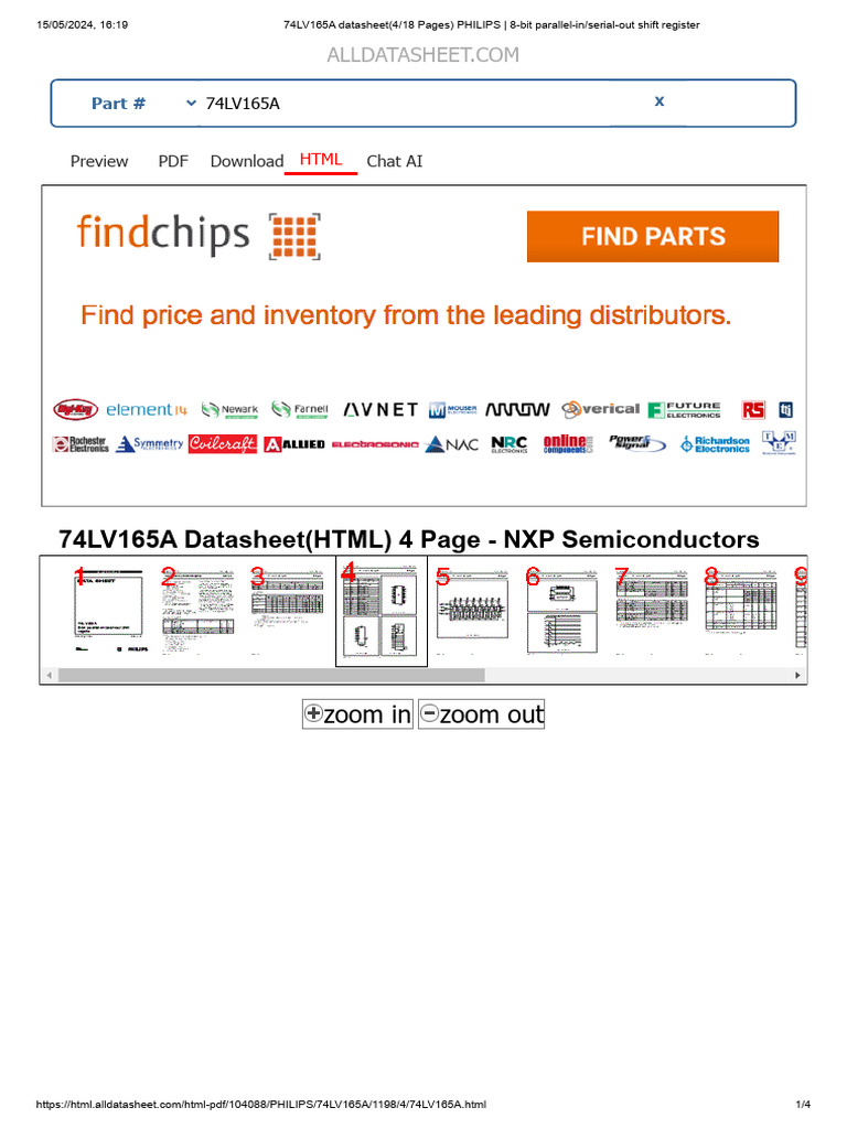 74LV165A Datasheet (4 - 18 Pages) PHILIPS - 8-Bit Parallel-In - Serial ...