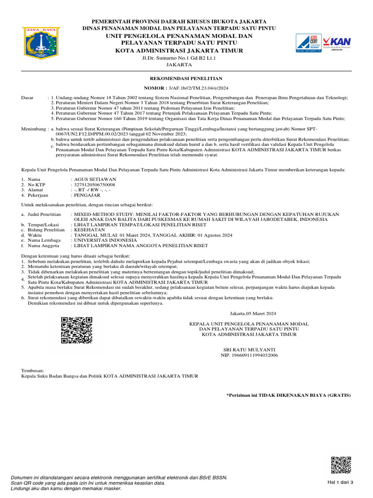 New Jaktim Surat Izin | PDF
