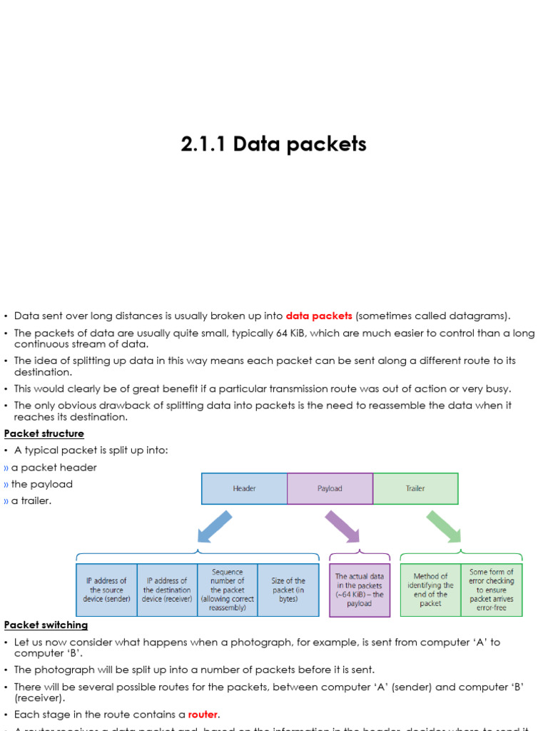 2.1 Types and Methods of Data Transmission | PDF | Network Packet | Router (Computing)