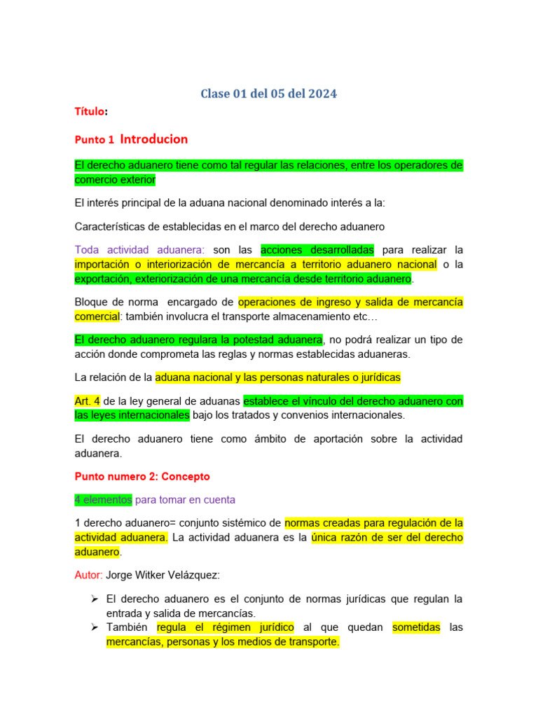 Clase 01 Del 05 Del 2024 | PDF | Arancel | aduana Clase 01 Del 05 Del 2024 | PDF | Arancel | aduana