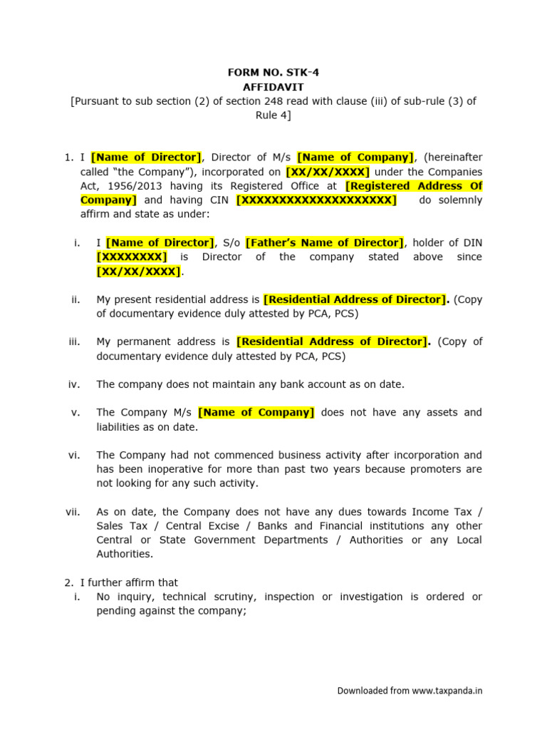 STK-4 - Format | PDF | Affidavit | Taxes