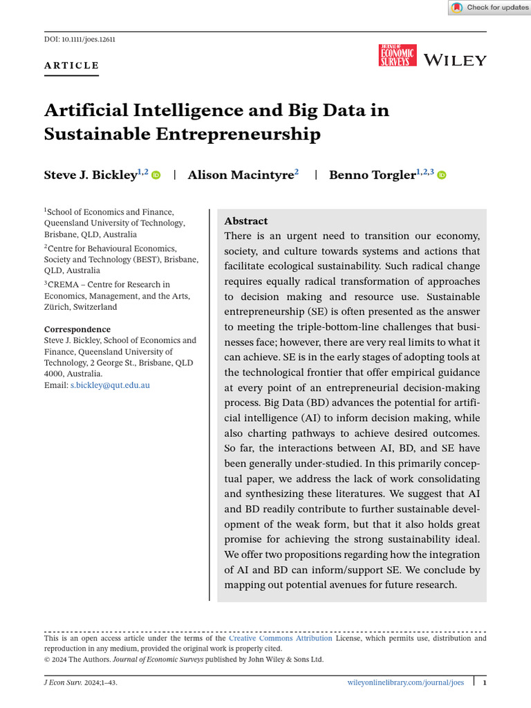 Artificial Intelligence and Big Data in Sustainable Entrepreneurship ...