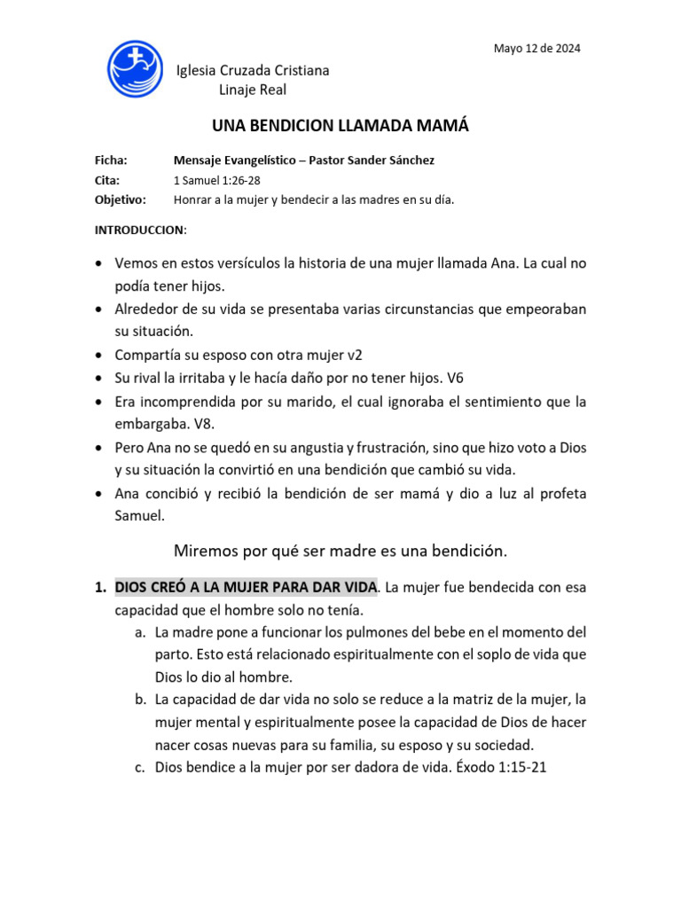 Bendición de Ser Madre | PDF | Bendición | Creencia religiosa y doctrina