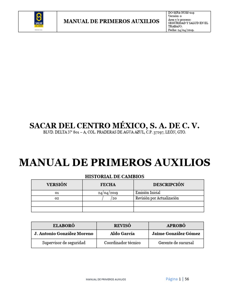 Manual de Primeros Auxilios SCM | PDF | Primeros auxilios | Herida
