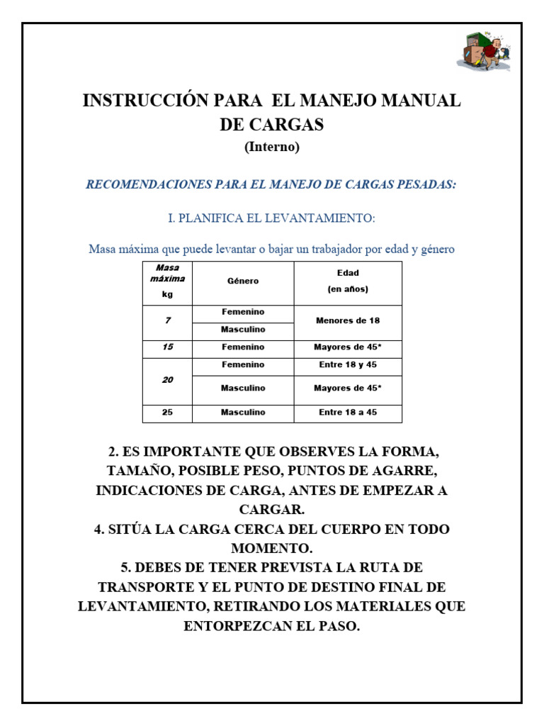 Instruccion para El Manejo Manual de Cargas | PDF