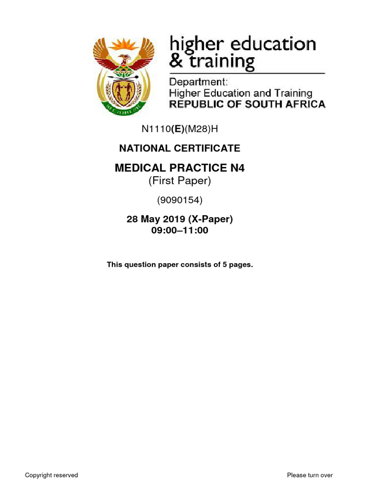 N1110 - Medical Practice N4 P1 QP Jun 2019 | PDF | Birth Control ...