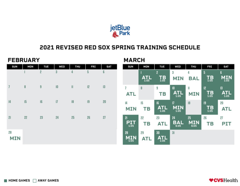 2021 Spring Training Schedule Printable | PDF