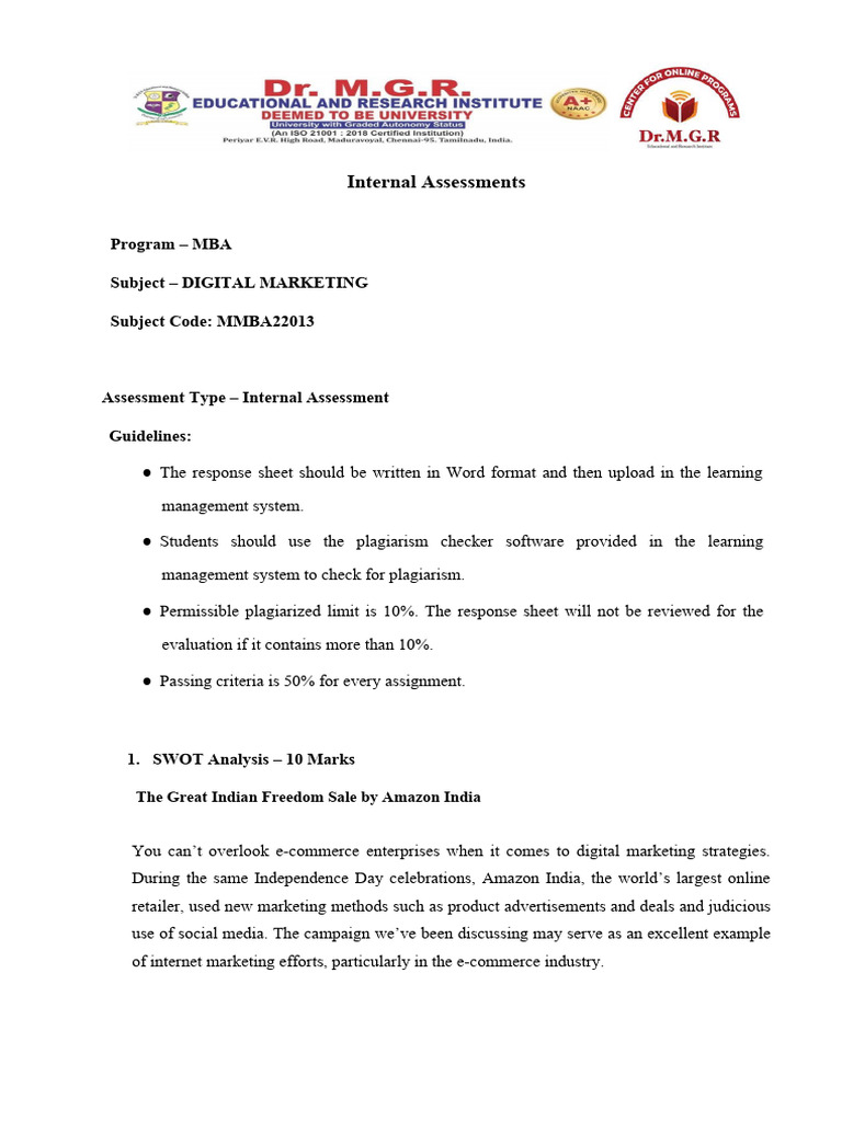 1 SWOT-ANALYSIS Digital Marketing | PDF