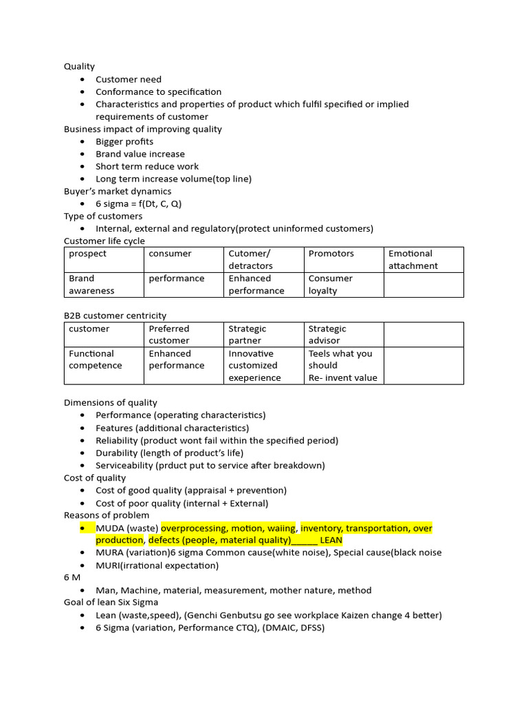 6 Sigma Cheat Sheet | PDF | Six Sigma | Standard Deviation