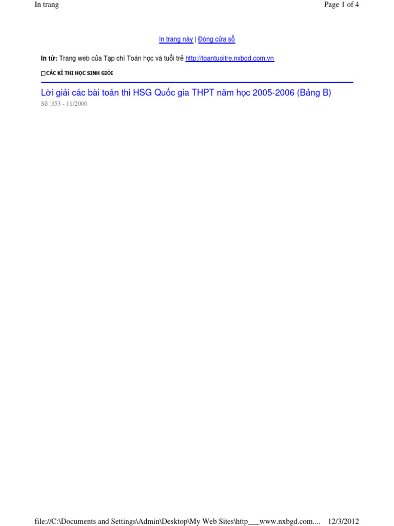 VMO 2006B Loi Giai Va Binh Luan | PDF